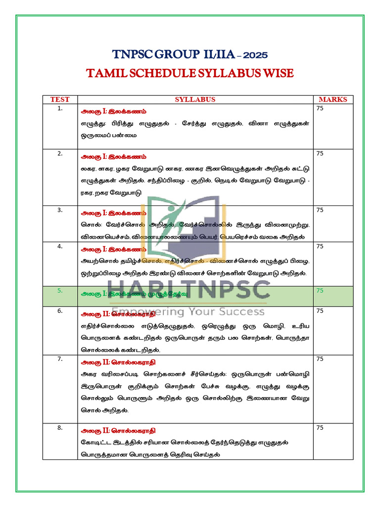 Tamil Schedule | PDF