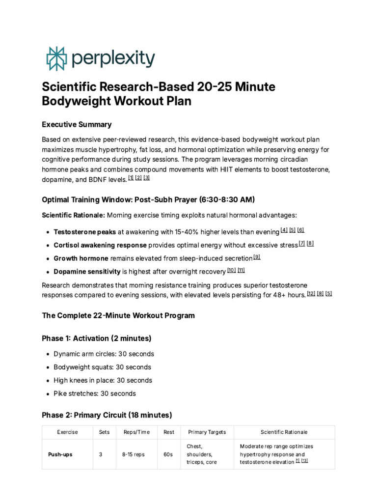 Scientific Research-Based 20-25 Minute Bodyweight | PDF | Strength ...
