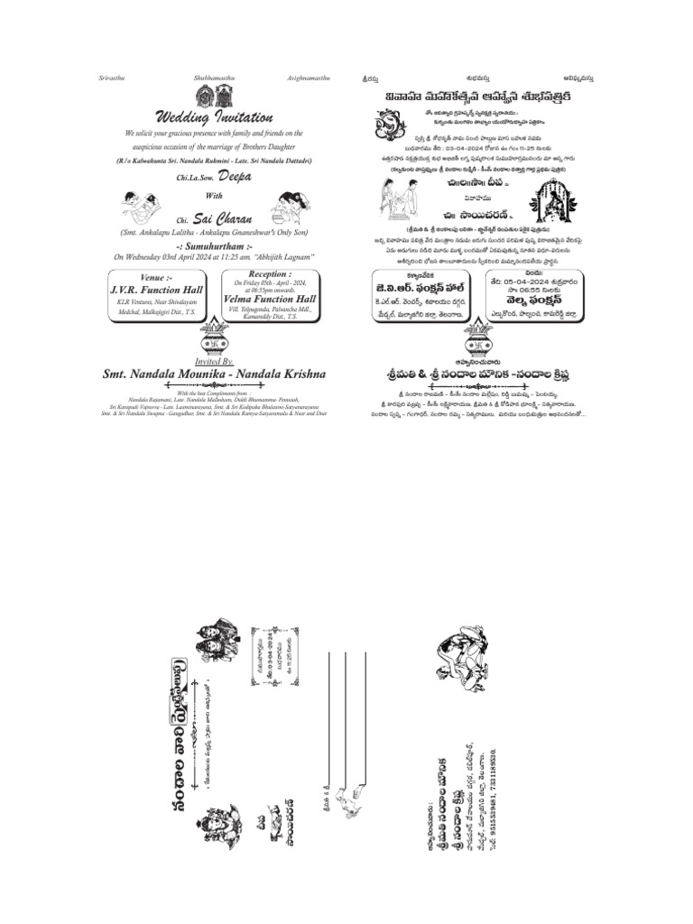 Deepa Weds Saicharan - Wedding Final | PDF