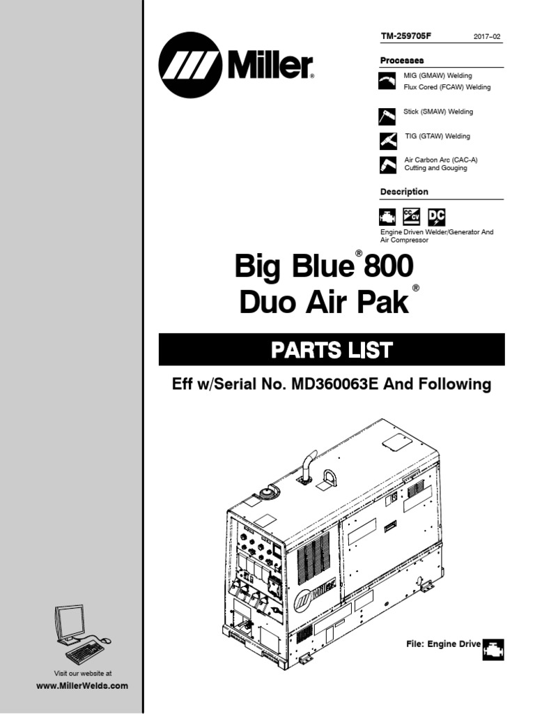 Big Blue 800 Duo Air Pak Parts List | PDF | Mechanical Engineering ...