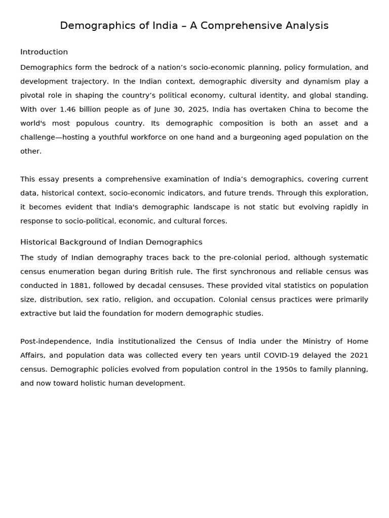 India’s Demographics: Trends & Insights | PDF