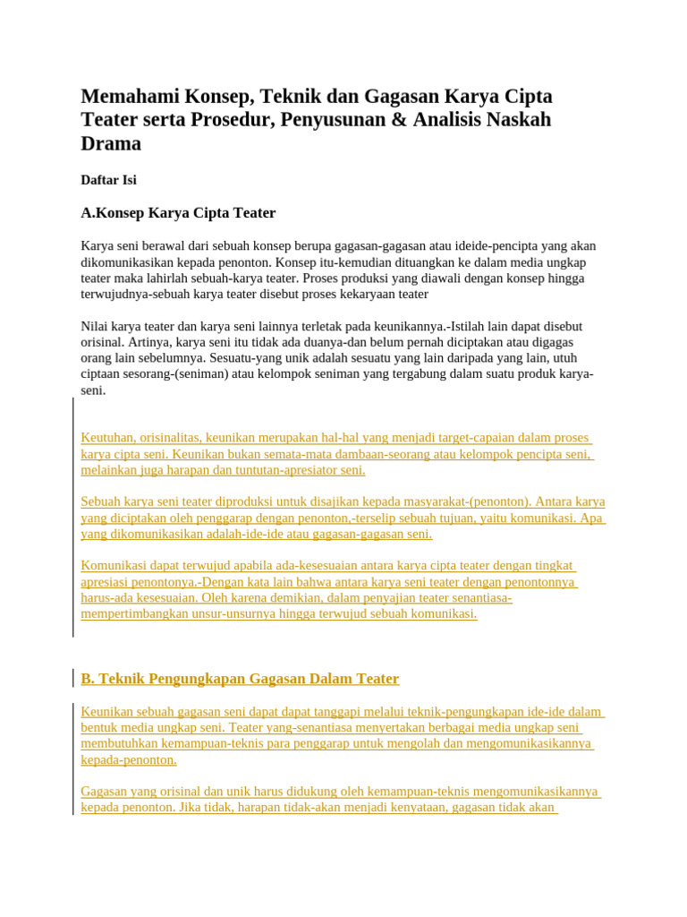 Gagasan Awal dalam Karya Teater | PDF