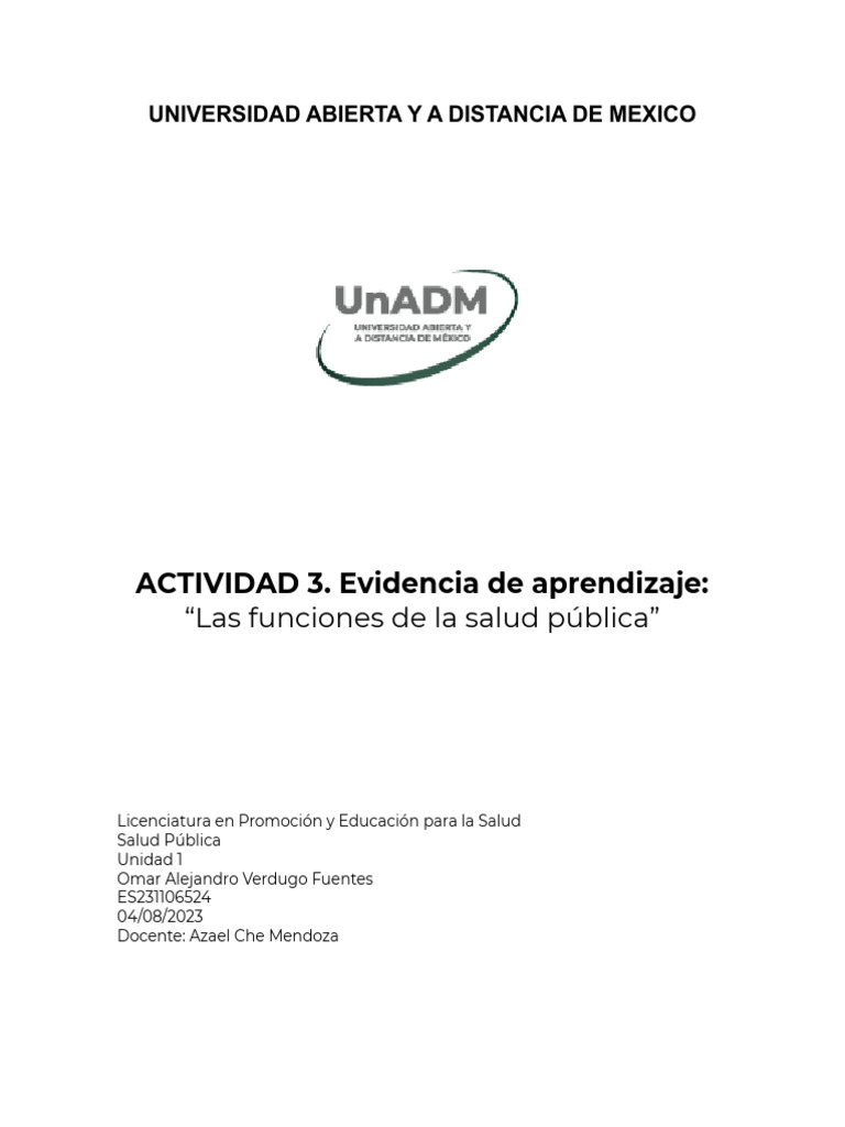 Fspu U1 Ea Omvf | PDF | Salud pública | Educación para la salud