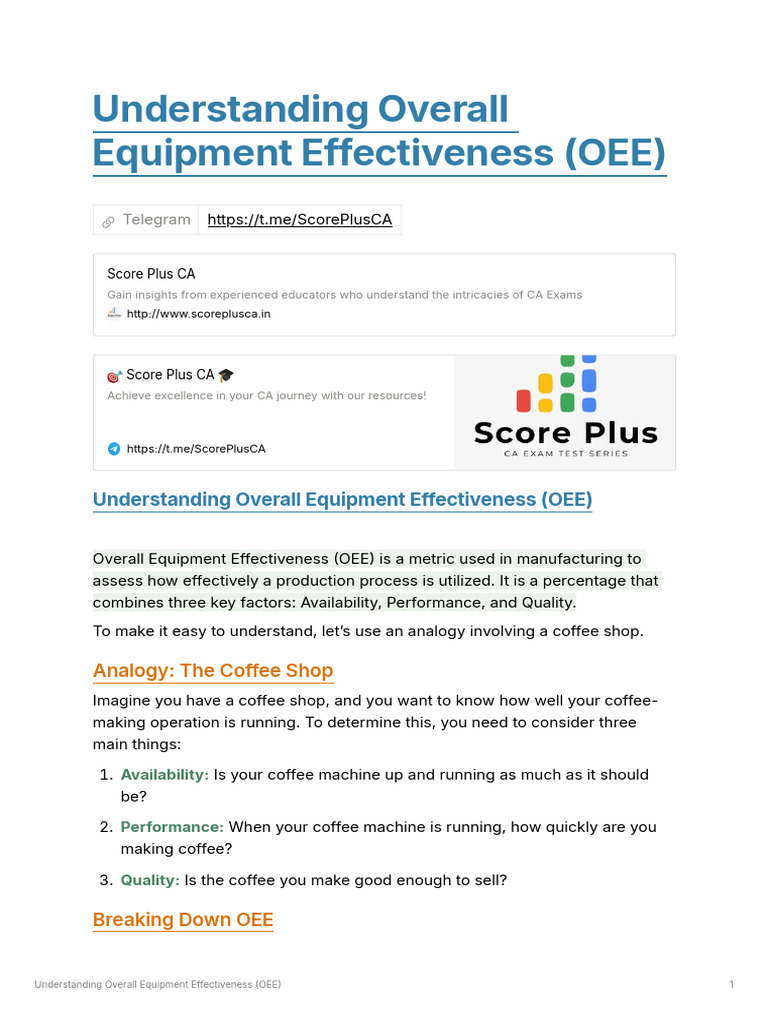 Understanding Overall Equipment Effectiveness | PDF