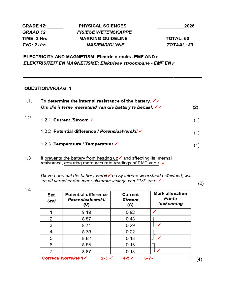 Grade 12 Physical Sciences: Electricity Exam Guide | PDF | Physical ...