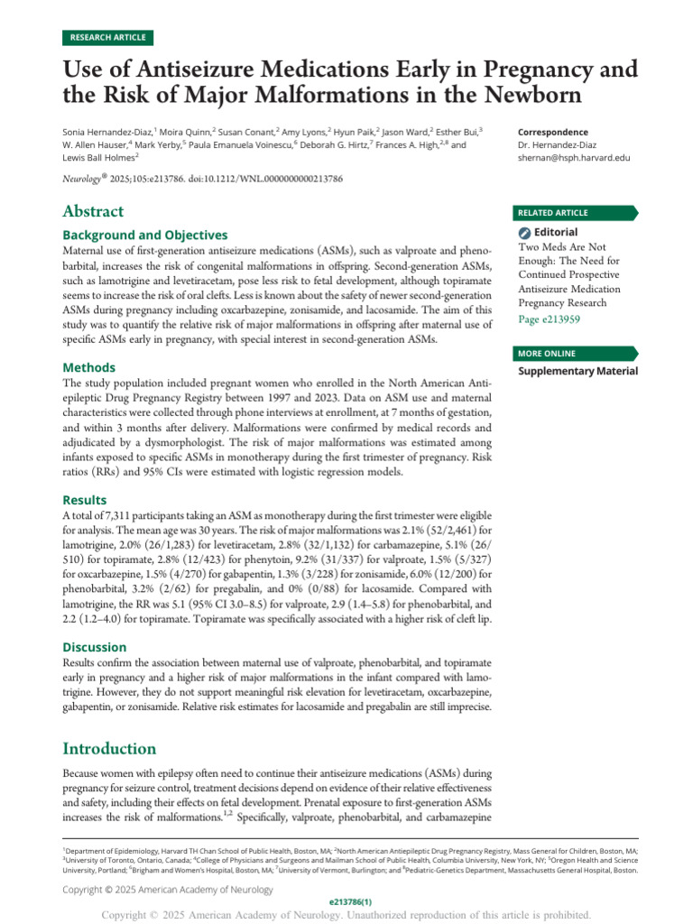 Hernandez Diaz Et Al 2025 Use of Antiseizure Medications Early in ...