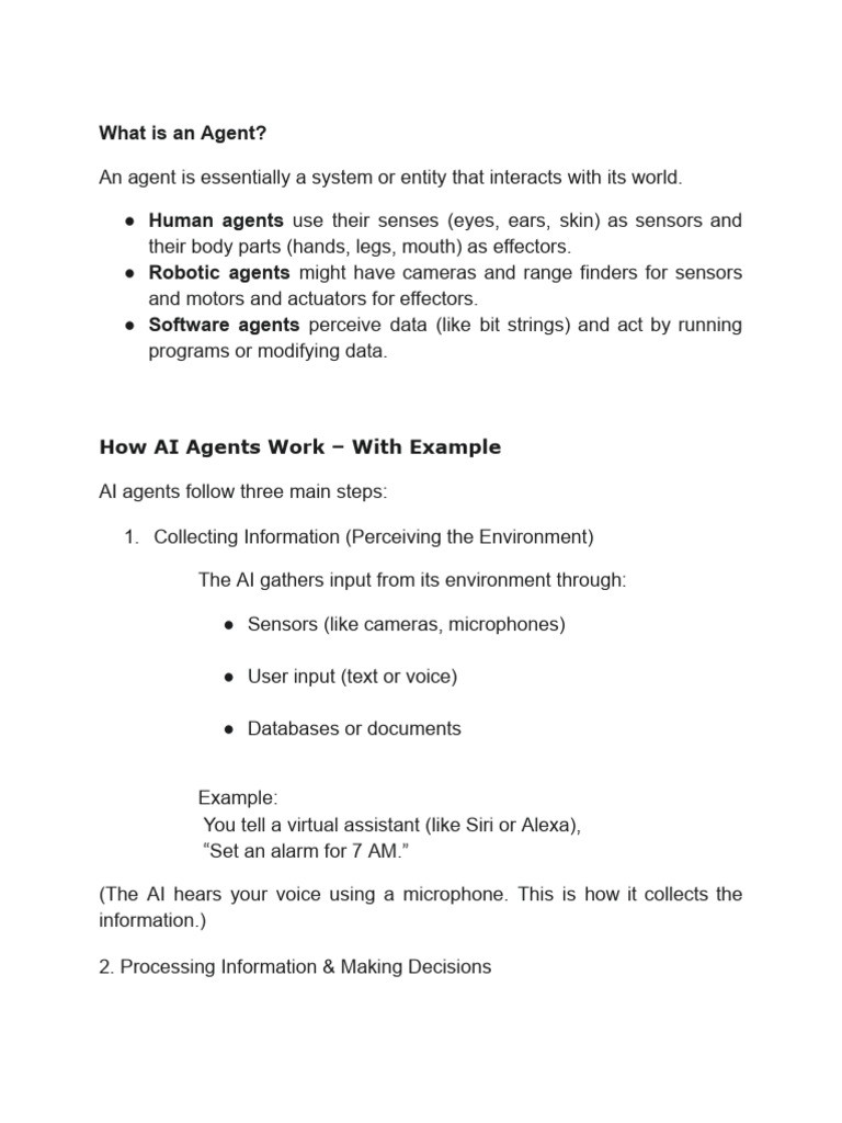 Understanding AI Agents and Their Functions | PDF | Artificial ...