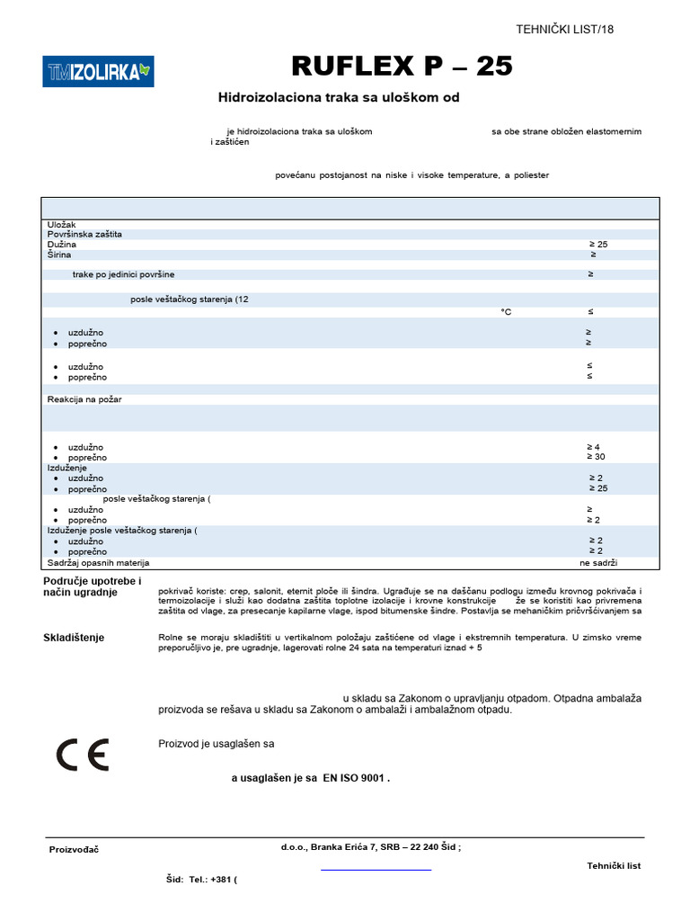 RUFLEX P-25 (Tehnički List) | PDF