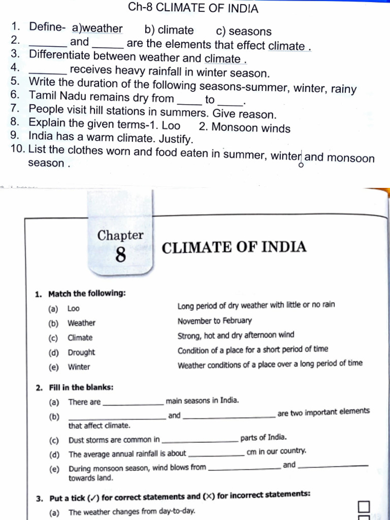 Class4 Climate of India 1755488031609 | PDF | Monsoon | Rain