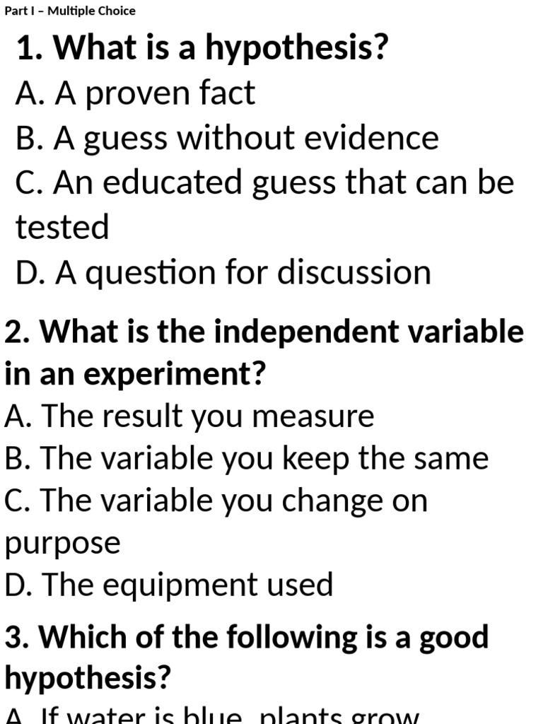Science Variables Quiz | PDF