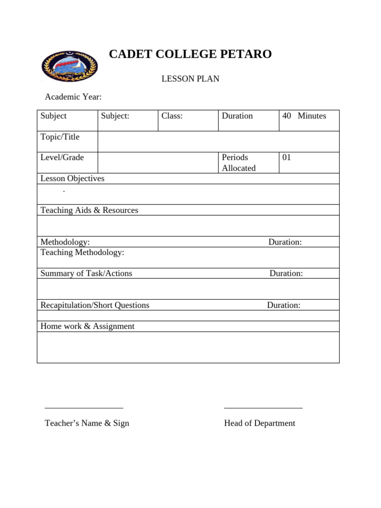 Lesson Plan Template 2025-26 | PDF