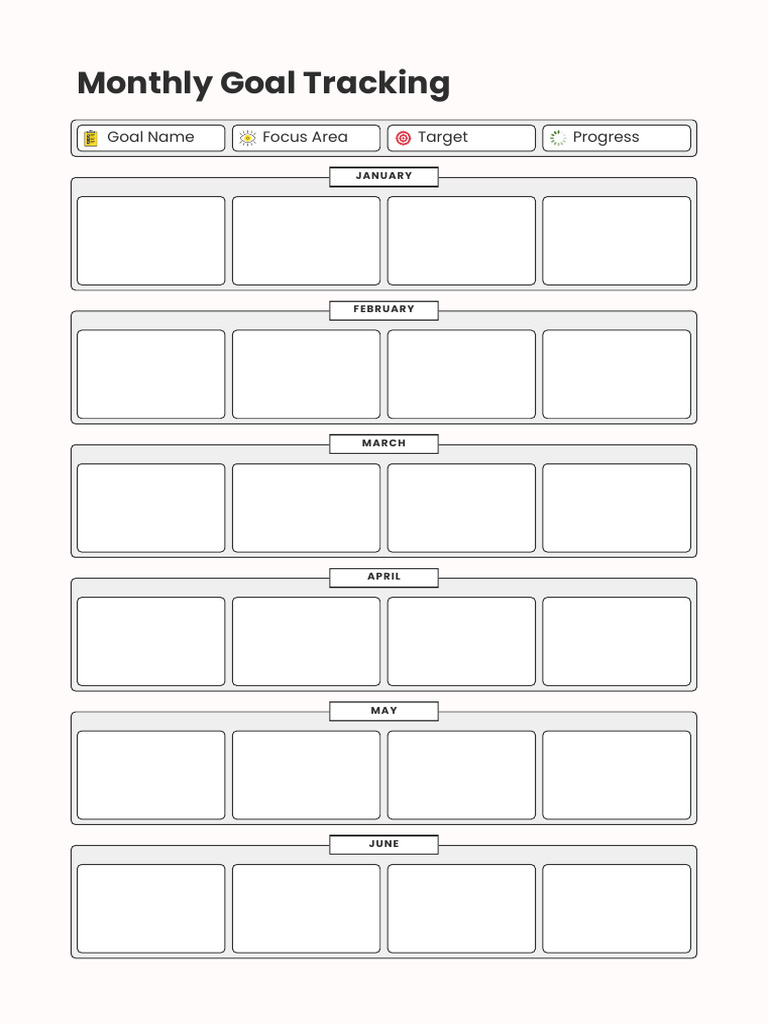Monthly Goal Tracking Planner Sheet | PDF