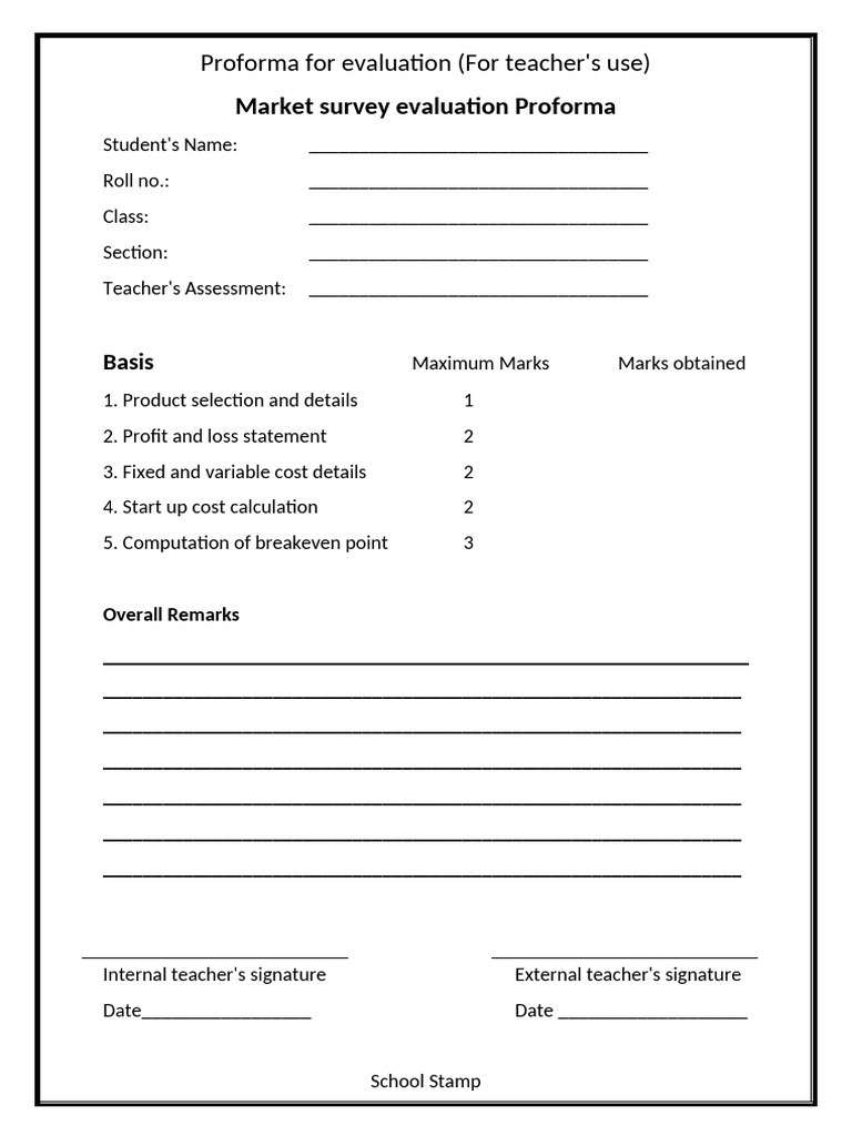 Proforma for Evaluation | PDF
