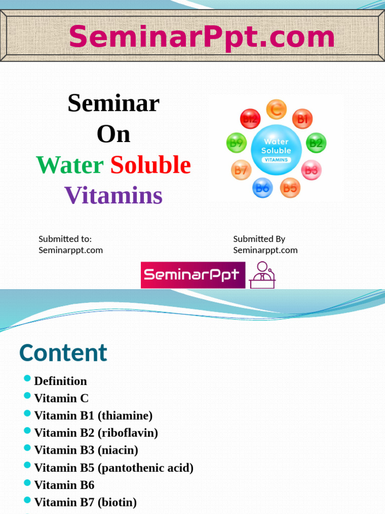 Water Soluble Vitamins | PDF | Vitamin | Vitamin B12
