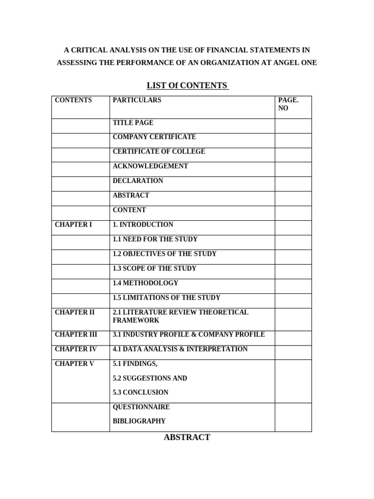 A Critical Analysis On The Use of Financial Statements in Assessing The ...