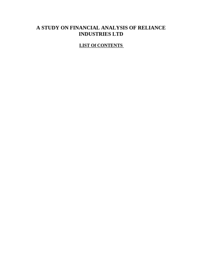 Financial Analysis of Reliance Industries | PDF | Equity (Finance ...