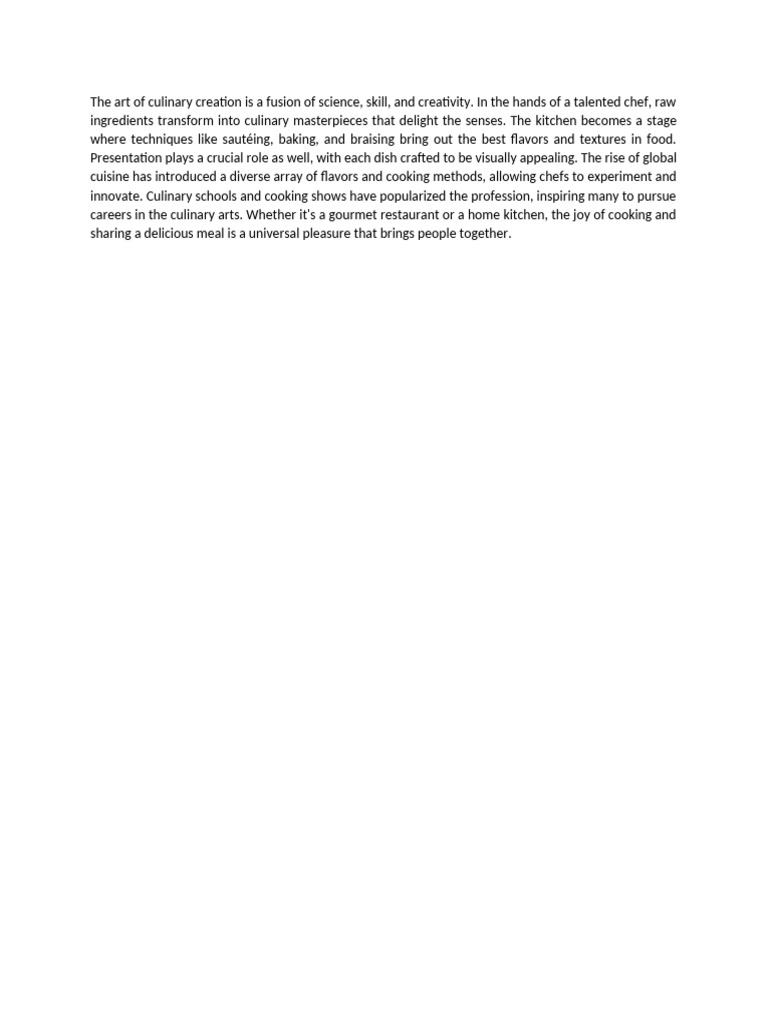 The Art of Culinary-Assignment | PDF