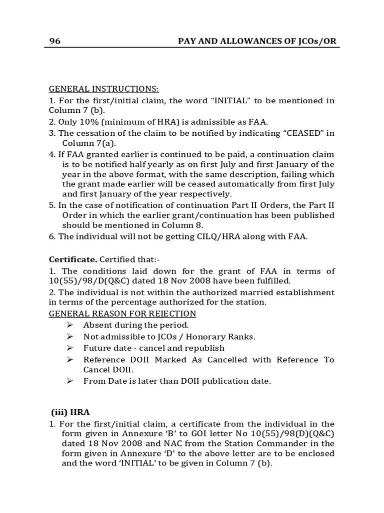 JCOs/OR Pay and Allowances Guide | PDF