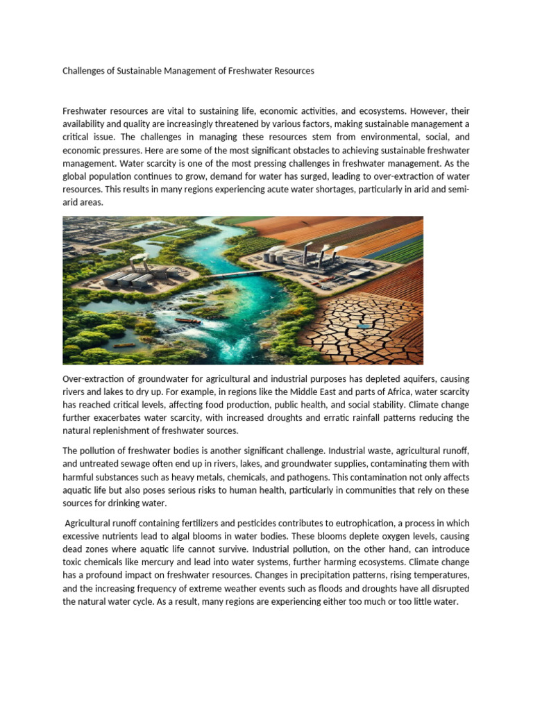Challenges in Sustainable Freshwater Management | PDF | Water Scarcity ...