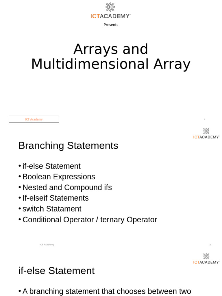 Session 5 Control Structures, Arrays and Multidimensional Array | PDF | Control Flow | Variable ...