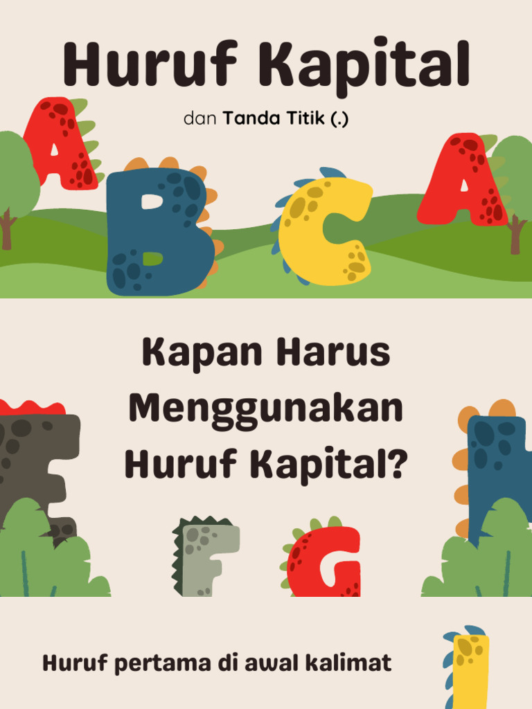 Huruf Kapital Presentasi Pendidikan Hijau Penuh Warna Ilustrasi | PDF