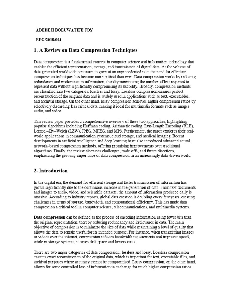 Data Compression Review | PDF | Data Compression | Computer Science