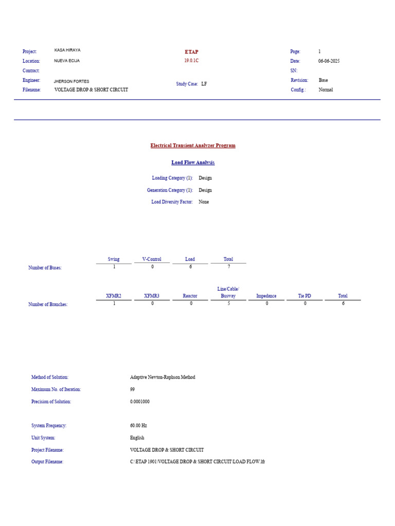 Kasa Hiraya Load Flow Analysis | PDF | Electric Power Transmission | Transformer