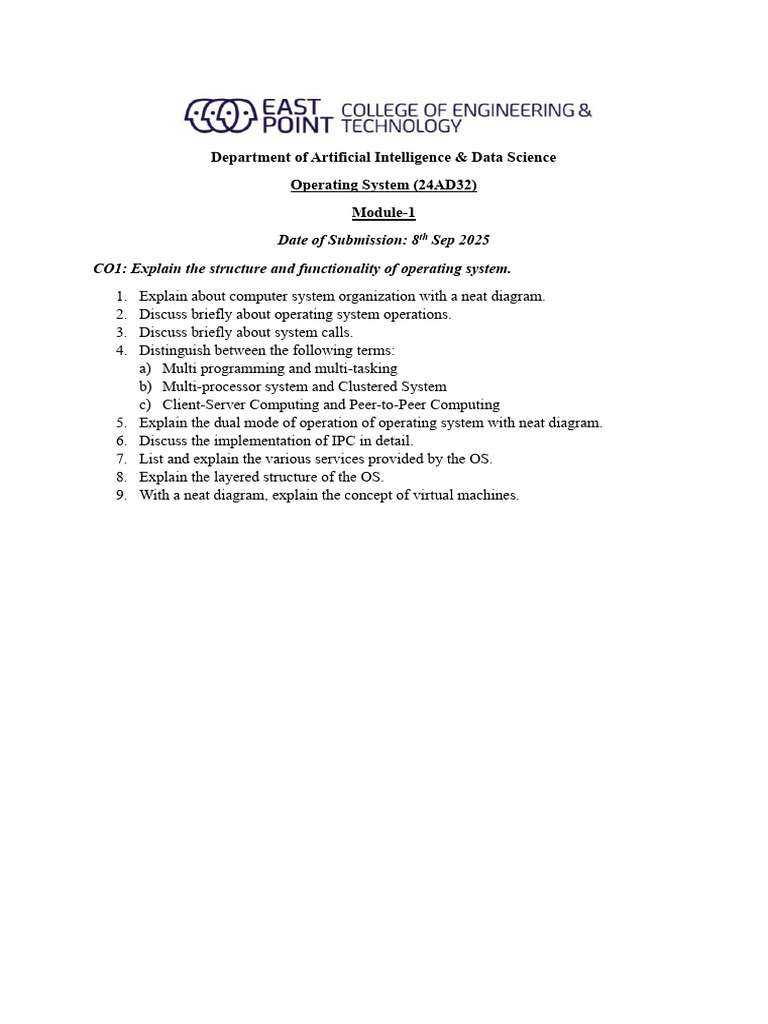 Assignment 1 OS | PDF