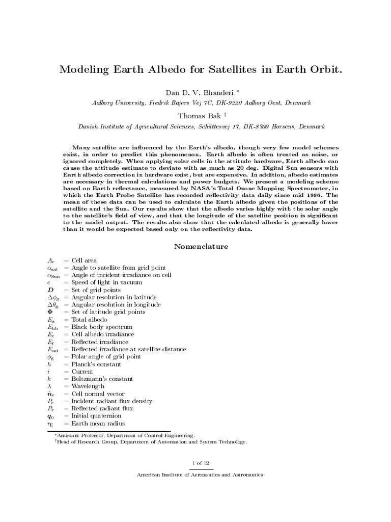 Albedo Bhanderi2005 | PDF | Mathematical Physics
