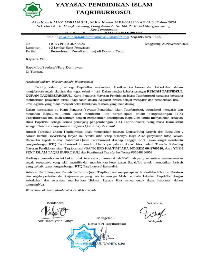 Form Donatur Dwi Suwanto | PDF