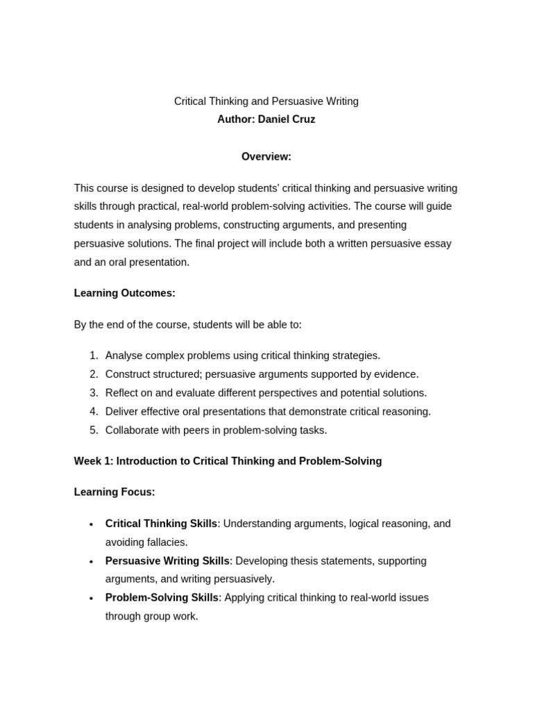 Critical Thinking and Persuasive Writing | PDF | Critical Thinking ...