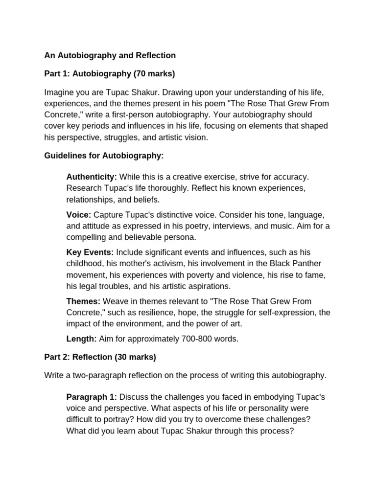 Tupac Shakur: An Autobiographical Reflection | PDF