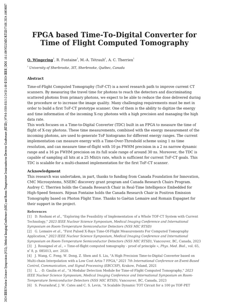 2024 Rejain-fontain FPGA Based Time-To-Digital Converter ToF Computed ...