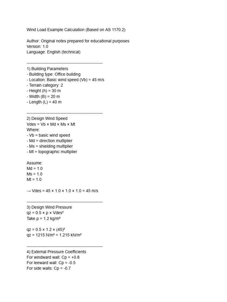 Wind Load Calculation Example | PDF