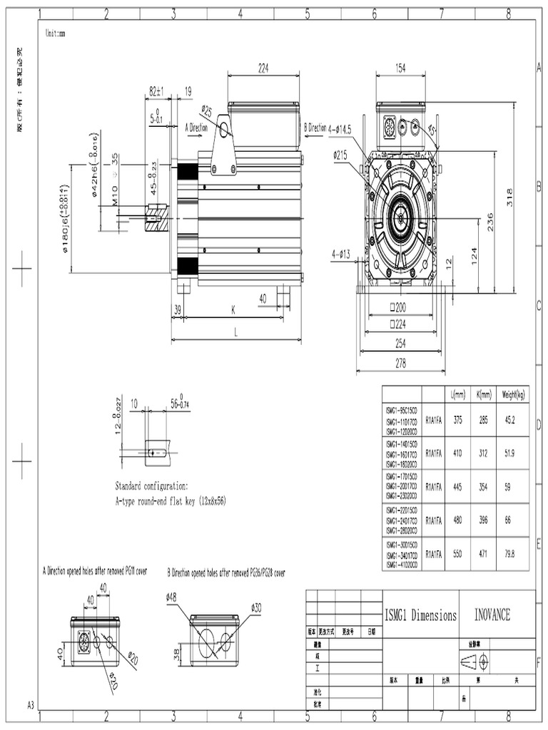 ISMG1-Xxxxxxx-R1x1FA Standard Motors Dimensions Drawing | PDF