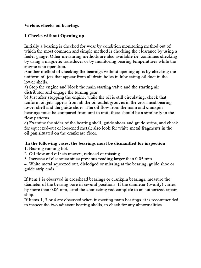 Engine Bearings, Deflections, Chain Drive Bolts | PDF | Bearing ...
