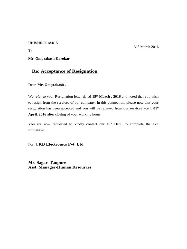 Resiganation Letter Om UKB | PDF