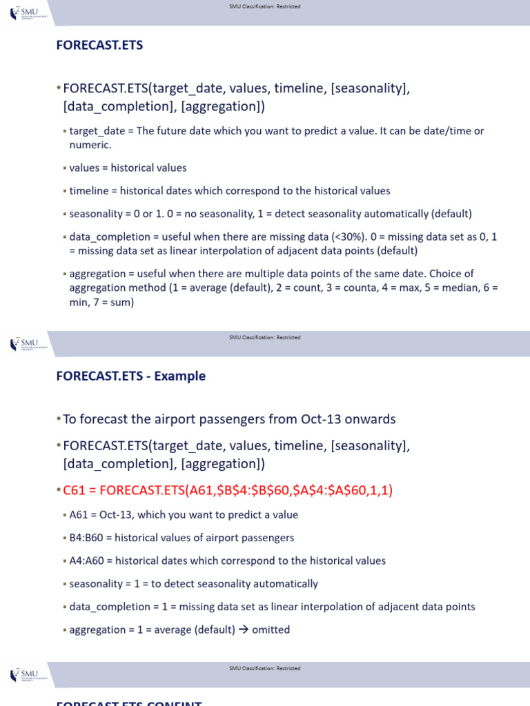 Excel FORECAST.ETS Function Guide | PDF | Applied Mathematics | Data ...