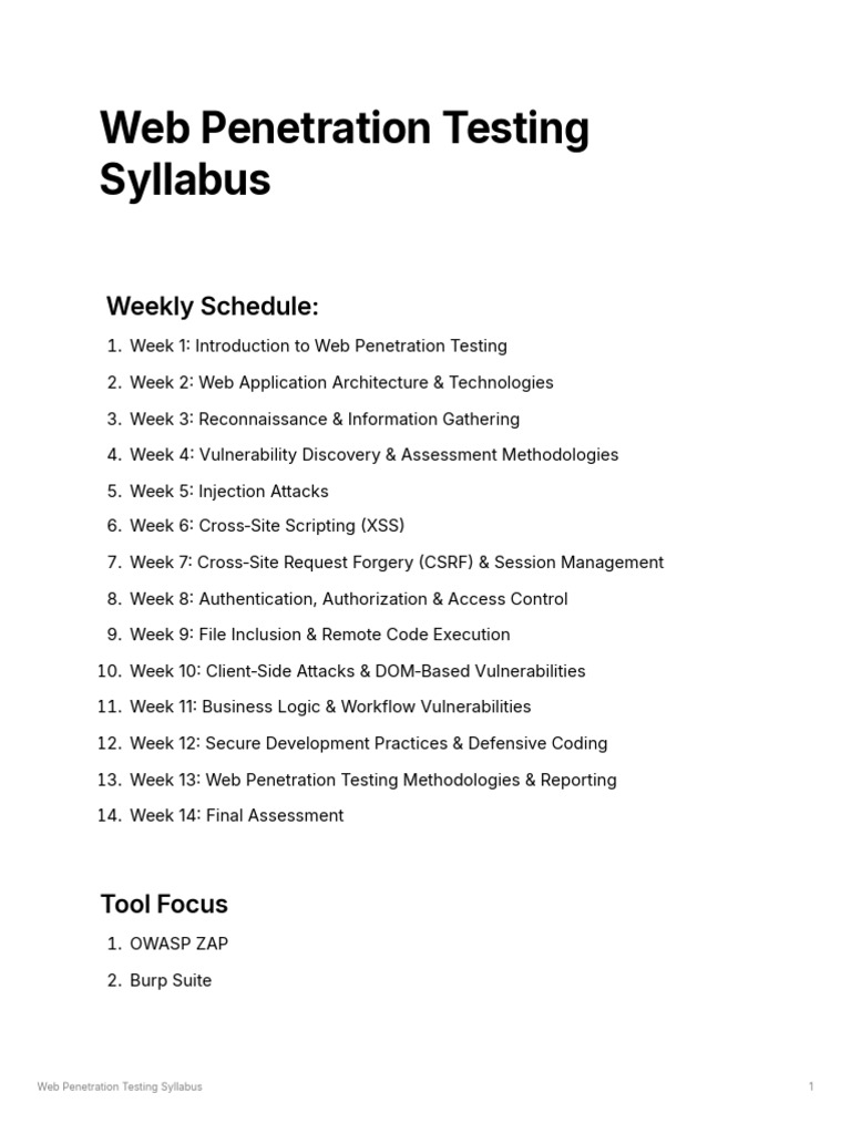 Web Penetration Testing Course Outline | PDF