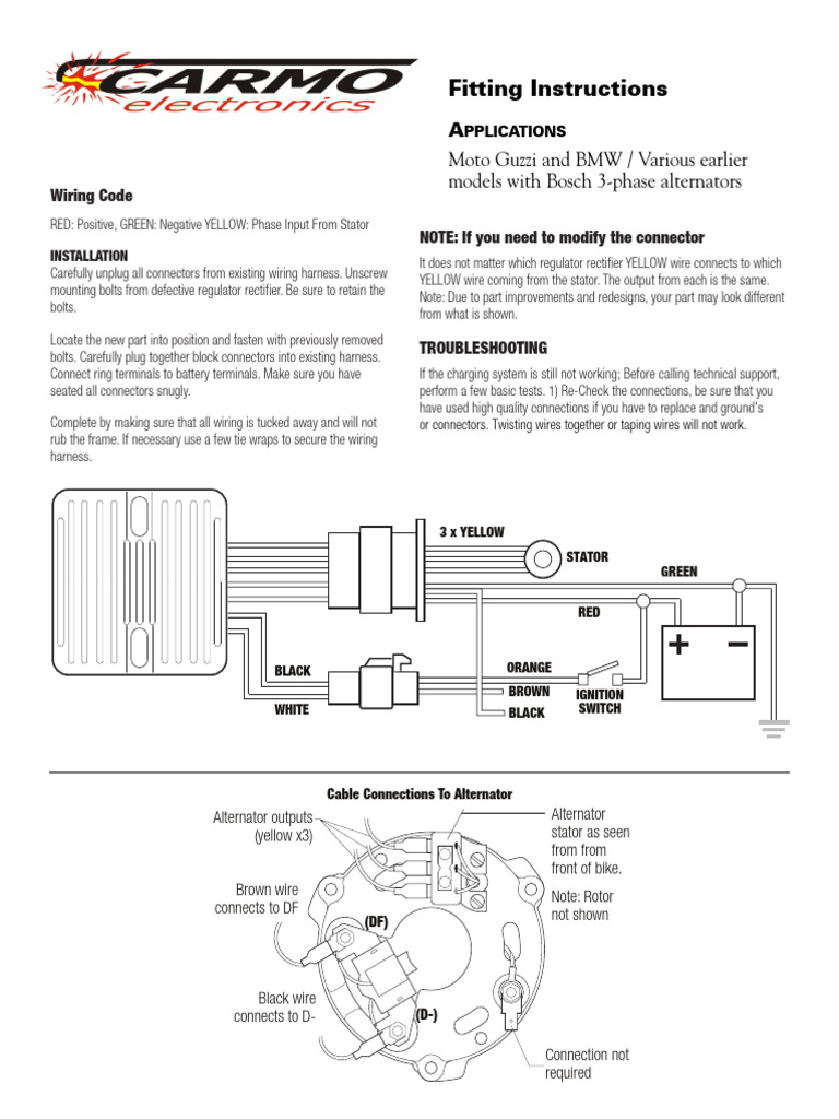 Rectifier Installation Guide for Moto Guzzi/BMW | PDF | Electrical ...