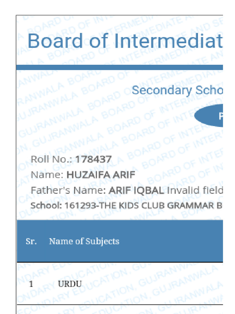 Result Card | PDF