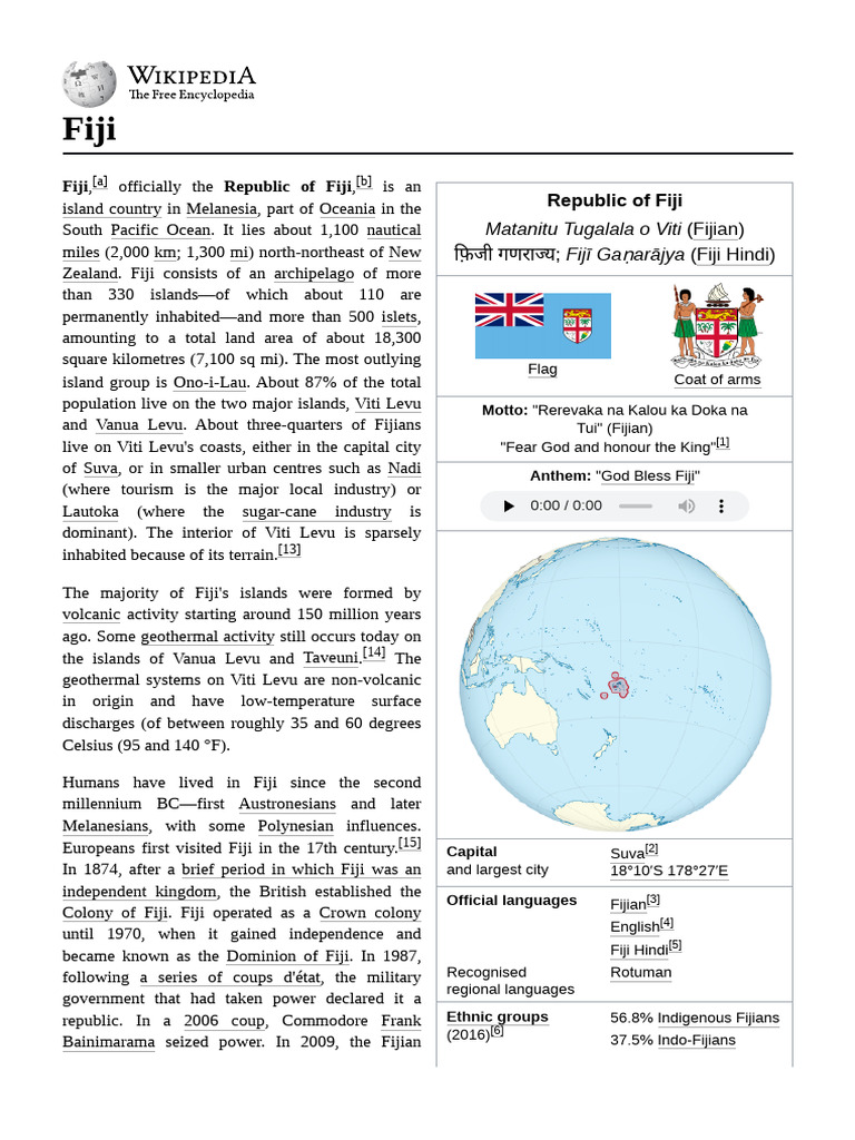 Formation and History of Fiji | PDF | Fiji