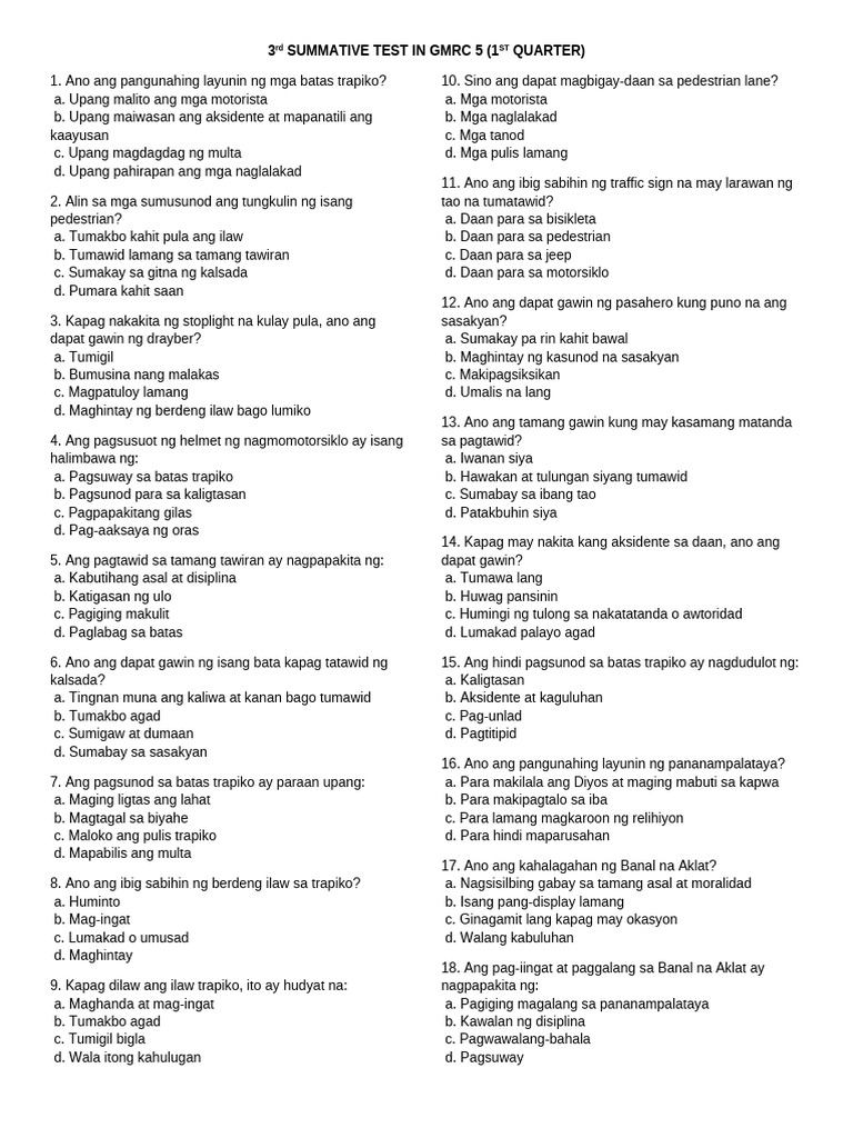 30 Items Test With TOS | PDF