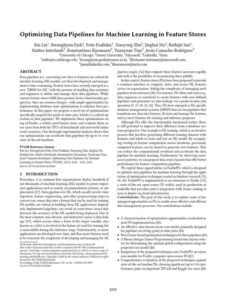 UM24025 - 3 Optimizing Data Pipelines For Machine Learning in Feature Stores | PDF | Machine ...
