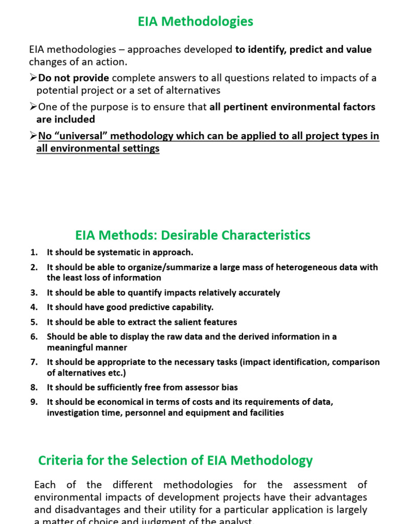 EIA Methodology Selection Criteria | PDF | Environmental Impact ...