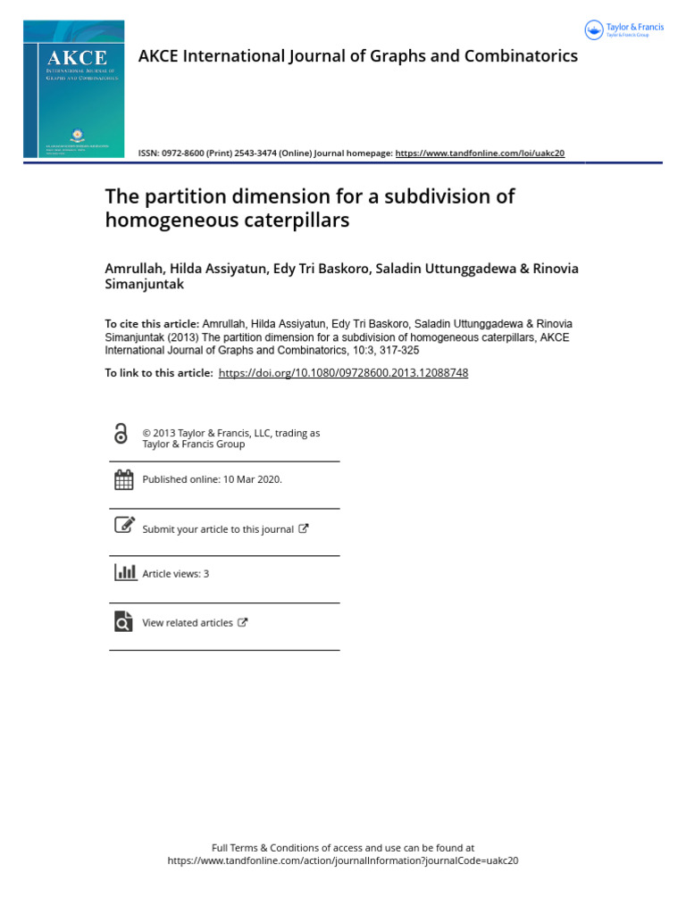 The Partition Dimension For A Subdivision of Homogeneous Caterpillars ...