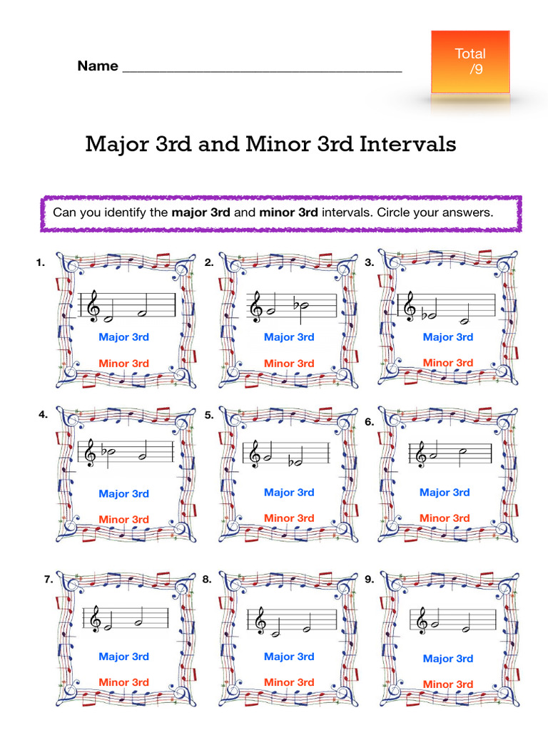Major Minor 3rd Interval Worksheet Nathan 2 | PDF