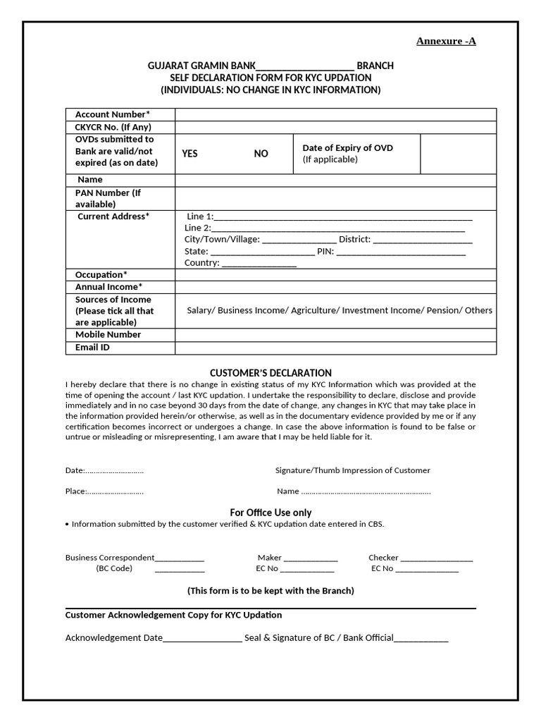 Annexure a-B-C To Circular Operations 173 For Re-KYC-Word | PDF | Authentication | Applications ...