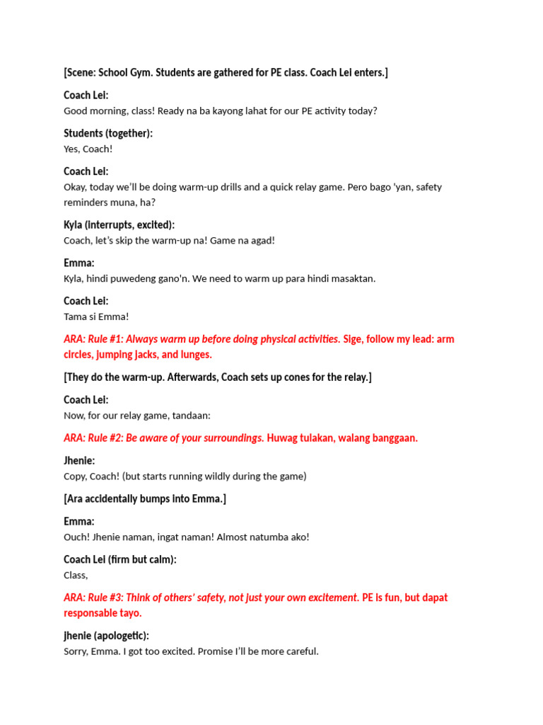 PE Class Safety and Fun Guidelines | PDF