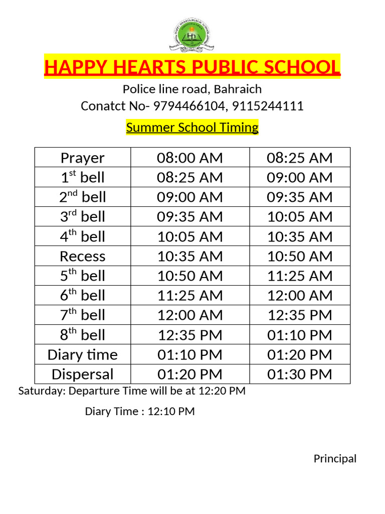 Happy Hearts School Summer Schedule | PDF